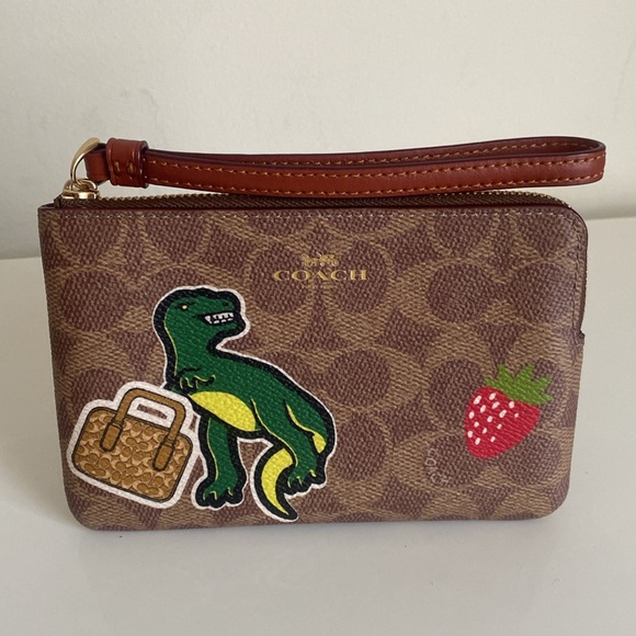 Coach | Bags | Coach Corner Zip Wristlet In Signature Canvas With ...